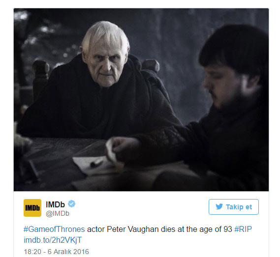 Game of Thrones dizisinin 'Üstat'ı Aemon öldü